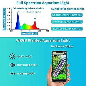 AMZBD Aquarium Lights, LED Aquariums Lights with Full Spectrum Adjustable 7 Colors,Programmable,Waterproof,Timer&DIY Mode for Freshwater Fish Tank or Plants Tank,Extendable Brackets (24-30 inch)