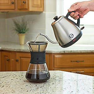 CAFE BREW COLLECTION Pour Over Coffee Maker with Permanent Filter, 1.2 Liter, 40 Ounce, Black Band