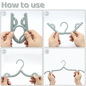 LMSAWK Hangers Foldable for Suitcase, Plastic Portable Hangers, Folding Sock Rack, Hangers for Traveling Camping RV Cruises, 12 Pcs of Hanger Add One Sock Clip, Bule