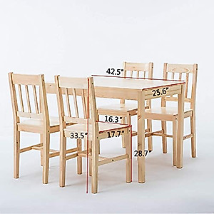 Dining Table Set for 4, Pine Wood Kitchen Table and Chairs for Dining Room Table Set for Small Space Wood Kitchen Dinette Table with 4 Chairs