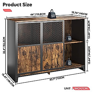 Bestier Bar Cabinets for Liquor and Glasses,Wine Cabinet Coffee Bar for Home with Wine Storage Farmhouse Kitchen Sideboard Buffet Cabinet for Dining Room Living Room Basement Rustic Brown