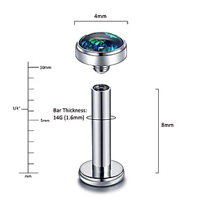 Xpircn G23 Titanium 14G 8mm Labret Monroe Lip Ring Helix Earring Studs Women Men Piercing Jewelry