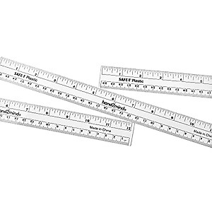 hand2mind 12 inch Transparent, Flexible Safe-T Plastic Rulers, Flat 12 in. Flexible Rulers, Safety Ruler for Measurement, Safety Kids School Supplies, Straight Shatter-Resistant Rulers (Pack of 24)