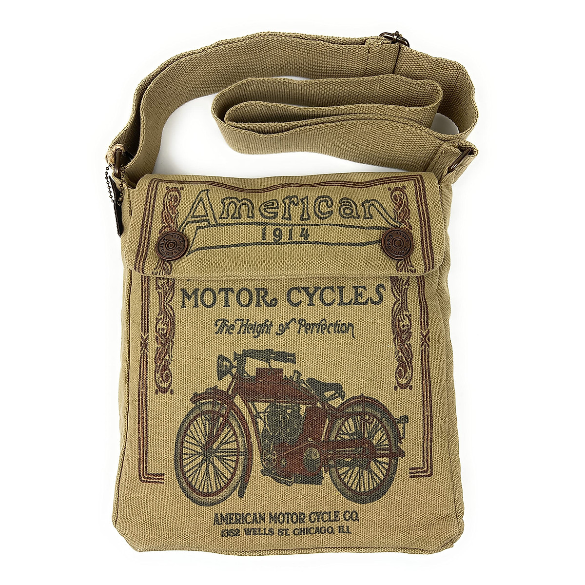 American Glory Canvas Unisex Vintage Look American Cycle Crossbody Handbag