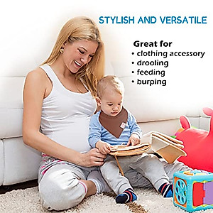 Bearmoss Muslin Baby Drooling Bibs 8 Pack, 100% Cotton Triangular Bandana Bibs Gift for Baby Girls Boys Teething Drooling (Coconut Mocha)