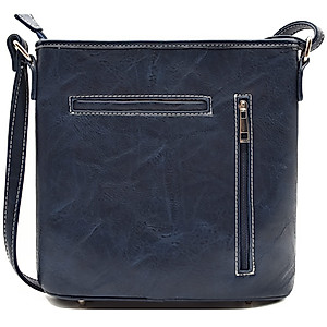 WESTERN ORIGIN American Flag Stars and Stripes Rhinestone Studs Crossbody Handbag USA Patriotic Women Purse Leather Single Shoulder Bag (Red White Blue)