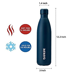 BJPKPK Stainless Steel Water Bottles -25oz/750ml -Insulated Water bottles,Sports water bottles Keep cold for 24 Hours and hot for 12 Hours,BPA Free kids water bottles-Navy blue