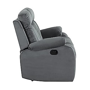 Blackjack Furniture Elton Microfiber Reclining Modern Living Room Loveseat, Sofa, Gray