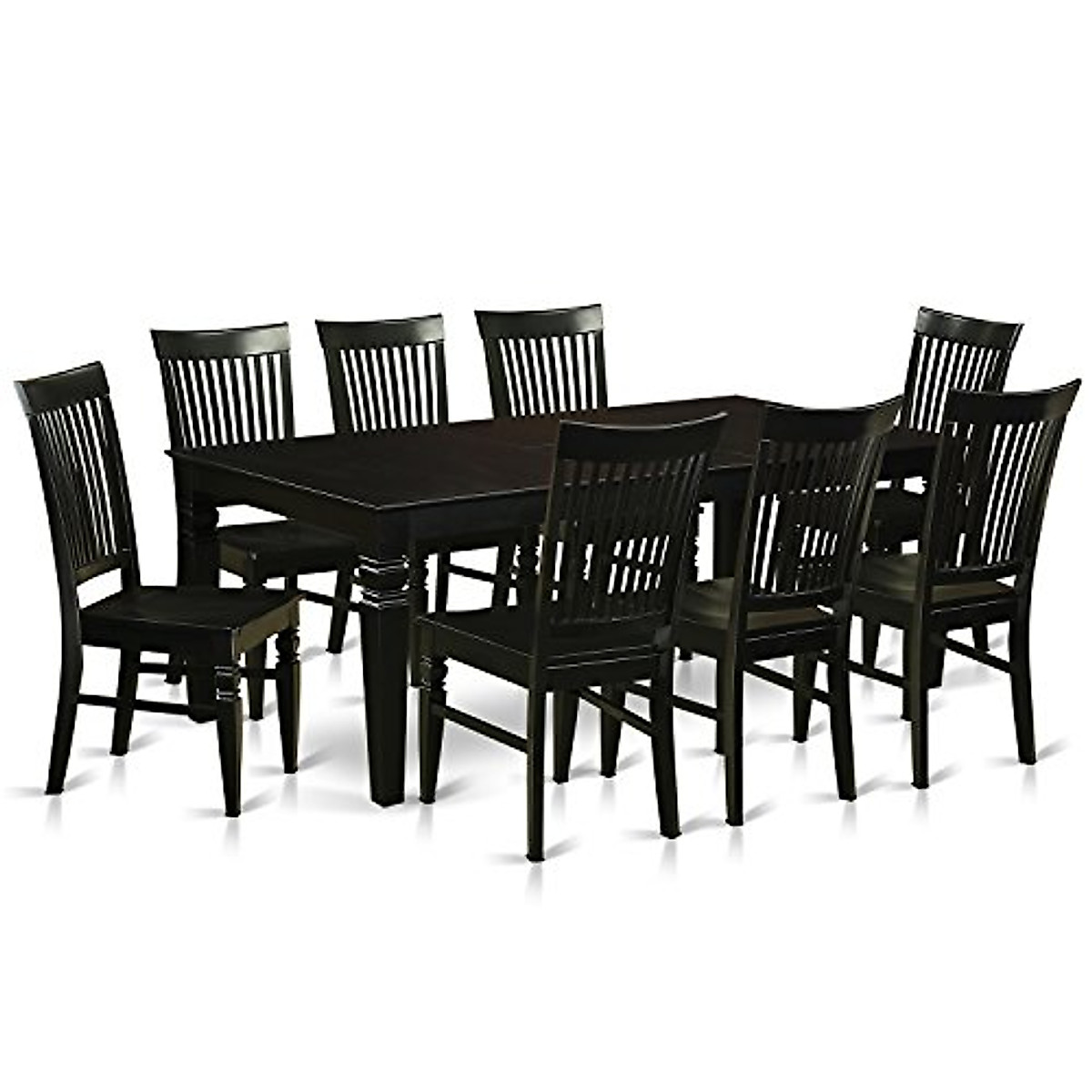 East West Furniture Logan 9 Piece Room Furniture Set Includes a Rectangle Kitchen Table with Butterfly Leaf and 8 Dining Chairs, 42x84 Inch, Black
