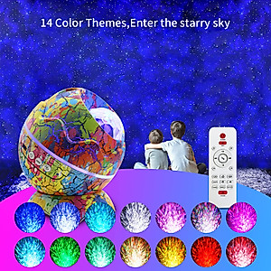 Rechargeable Star Projector, Galaxy Projector for Bedroom, Starlight Projector with Remote Control, Music Speaker & White Noise, 14 Colors LED Night Lights Gift for Kids Room, Christmas, Room Decor