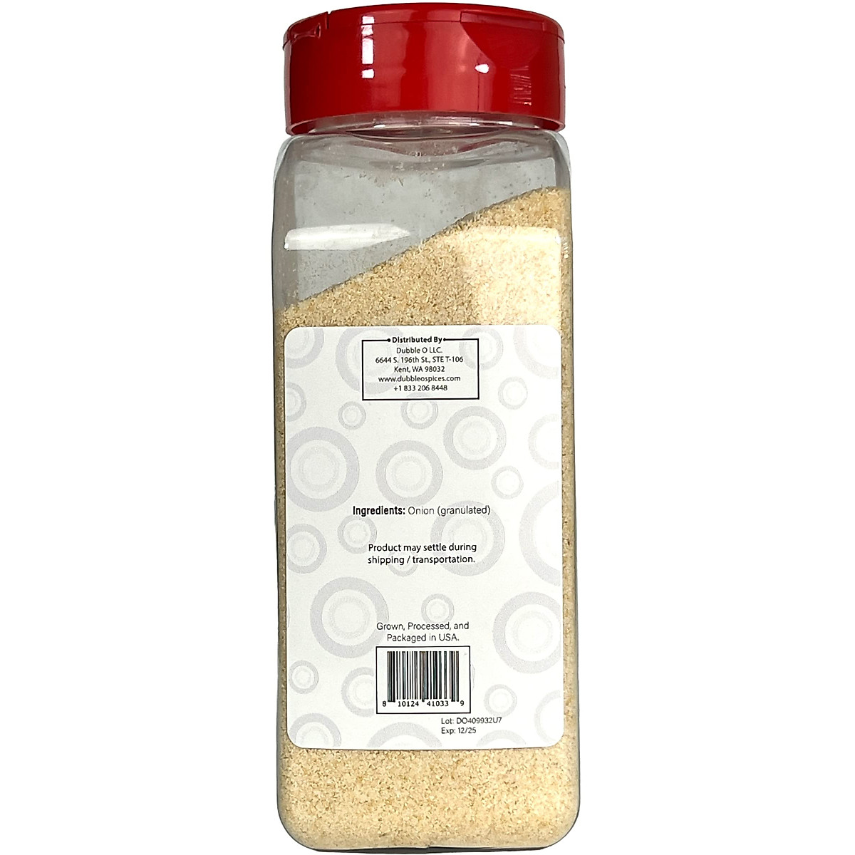 Granulated Onion - 10 oz. - Non GMO, Kosher, Halal, and Gluten - Dubble O Brand