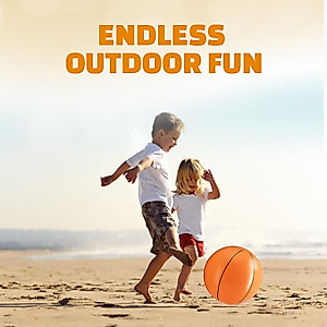 Inflatable Basketballs (Pack of 12) 16-inch Beach Balls for Pool Beach Toys & Basketball Party Favors for Kids Sports Themed Birthday Party Decorations, Outdoor Backyard Summer Pool Games Supplies