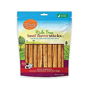 Canine Naturals Beef Chew - Rawhide Free Dog Treats - Made With Real Beef - Poultry Free Recipe - All-Natural and Easily Digestible - 10 Pack of 5 Inch Stick Chews