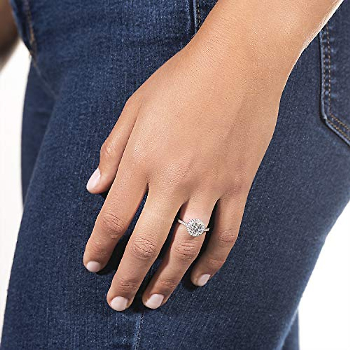 Charles & Colvard Created Moissanite 7.5mm Round Cut Engagement Ring for Women | 1.82 cttw DEW | Lab Grown | Solid 14K White Gold with Rhodium | Size 6