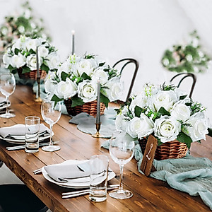 Sziqiqi Pack of 10 Fake Flower, Silk Rose Flowers, Suit for Wedding/Party Centerpiece Road Lead Flower Rack Decorations, 10 Pieces