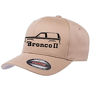 1984-90 Ford Bronco II Truck Outline Design Flexfit 6277 Athletic Baseball Fitted Hat Cap Khaki L/XL