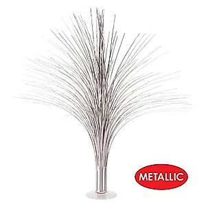 Beistle 2 Piece Plastic Metallic Silver Spray Centerpieces For Happy New Year Decorations, Awards Night Tableware, Birthday Party Supplies, 19"