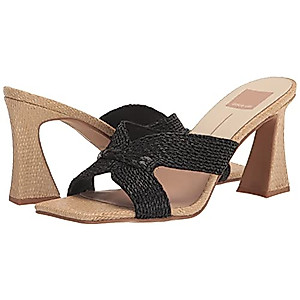 Dolce Vita womens Nitro Heeled Sandal, Black Raffia, 8 US