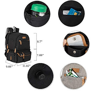 MOMIGO Breast Pump Backpack - Cooler and Moistureproof Bag Double Layer for Mother Outdoor Working Backpack with 13 Inch Laptop Compartment Fit Most Breast Pumps（Black）