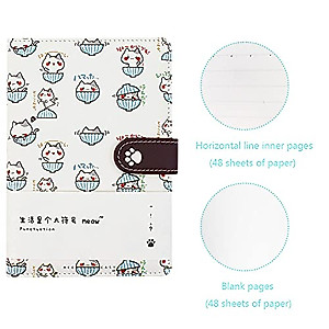 Cute Cat Notebook Japanese Sketchbook PU Leather Cover Diary Travel Notebook(04714white)