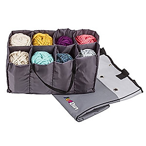 ArtBin 6821AG Yarn Tote, Portable Knitting & Crochet Storage Bag with Lift-Out Yarn Organizer, [1] Poly Canvas Tote Bag, Gray & Black