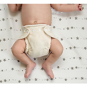 Osocozy Fitted Organic Diaper, 100% GOTS Certified Organic Cotton Birdseye Weave Fabric. Soft and Absorbent. Easy Snap Closures. Sewn in The USA. (Size: Small 7-13 Lbs)