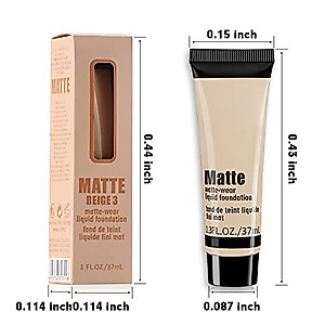 2 Pack Liquid Foundation Cream for Face Makeup,Durable Full Coverage Matte Concealer Make Up,Oil Control & Waterproof Base Primer -1+1 Fl.Oz-BEIGE 4#