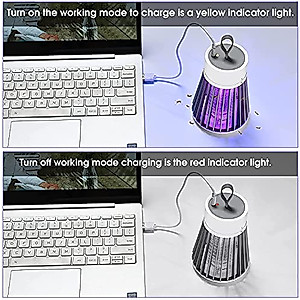 ELLASSAY Electric Bug Zapper for Indoor & Outdoor - Rechargeable Mosquito and Fly Killer Portable USB LED Purple Light Trap Have Security Grid Home, Bedroom, Backyard Camping Using, Grey