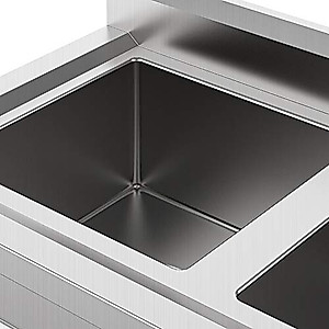 Bonnlo Commercial 304 Stainless Steel Sink 2 Compartment Free Standing Utility Sink for Garage, Restaurant, Kitchen, Laundry Room, Outdoor, 35.8" W x 21.3" D x 40" H