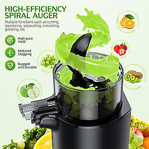 Cold Press Juicer, Slow Masticating Juicer with "6.1" Extra Large Feed Chute Fit Whole Fruits & Vegetables, Juicer Machines with 2 Cups, Easy to Clean and High Juice Yield