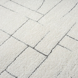 Abani Cozy Cream Area Rug for Living Room, Bedroom - Grey Linear Lines Pattern - 4' x 6' - Durable & Easy to Clean