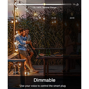 GHome Smart Outdoor Plug Dimmer, WiFi Outlet Timer Works with Alexa Google Assistant, IPX4 Weatherproof Plug-in Dimmer for Outdoor String Lights Decorations, No Hub Required, 2.4GHz WiFi Only