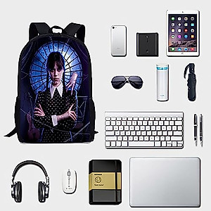 Wednesday Backpack Lightweight Travel Addams Backpack Insulated Lunch Box Fashion Pencil Case Pouch 3 Piece Set