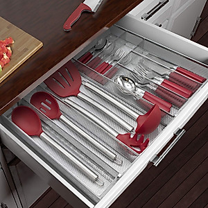 Sorbus Flatware Drawer Organizer, Expandable Cutlery Drawer Trays for Silverware, Serving Utensils, Storage for Kitchen, Office, Bathroom Supplies, (Expandable Cutlery Drawer Organizer - Silver)