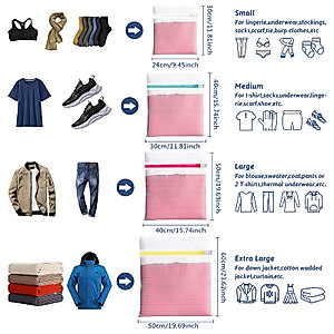 Set of 5 Mesh Laundry Bags for Delicates, YOGINGO Reusable and Durable Laundry Bag for washing machine, Suitable for Delicate Shirts, Socks, Underwear, Bras and Baby Clothes(1XL+1L+2M+1S)