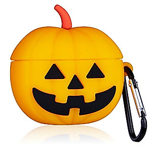 Jowhep Case for AirPod Pro 2019/Pro 2 Gen 2022 Cartoon Cute Silicone Cover with Keychain Funny Food Shockproof Soft Protective Skin for Air Pods Pro Girls Kids Shell Fun Cases for AirPods Pro Pumpkin