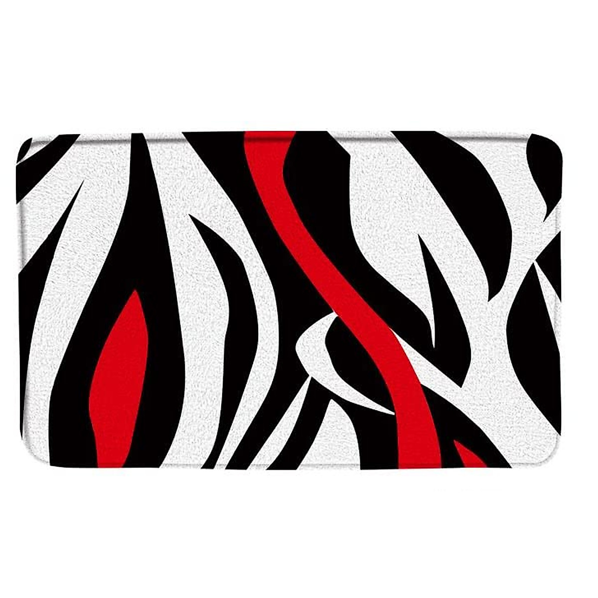 Zebra Print Bath Mat Black Red Abstarct Geometric Stripe African Wildlife Zebra Skin Pattern Modern Art Bathroom Mat Microfiber Memory Foam Bath Decor Rugs