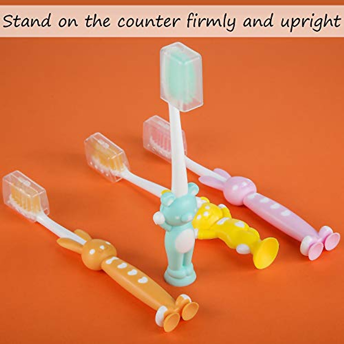 Patelai 12 Pcs Kids Toothbrush for Age 2 and Above Children Manual Toothbrush Set Soft Contoured Bristles Boys and Girls Cute Colorful Toothbrush with Suction Cup for Storage