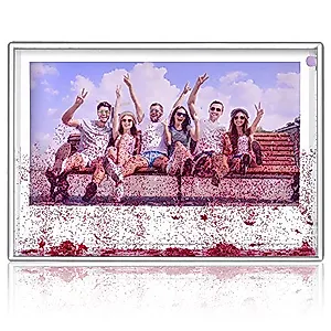XIDENGLONG 4x6 Glitter Picture Frame Acrylic Picture Frame Liquid Snow Globe Photo Frames for Friends Family Couples Gift for Women (Red Star)