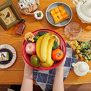 2 Pieces Apple Shaped Fruit Basket Red Metal Wire Mesh Holder Covered Fruit Bowl for Kitchen Counter Mesh Fruit Holder Fruits Storage Drain Basket Apple Basket Food Strainers for Banana Vegetables