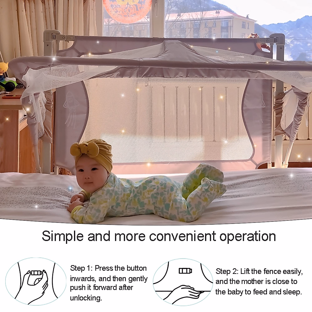 3 in 1 Baby bassinets bedside sleeper,Portable Crib,baby bed with rails,sleeper for baby in bed,sleeper bassinet attach to bed,visible mesh window,soft washable liner and Aluminum alloy bracket ( Colo