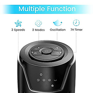 Tower Fan, 42 Inch Portable Oscillating Quiet Cooling Fan with Remote Controlled, 3 Modes and Speed Settings, Built-in Timer LED Display Stand Up Floor Fans Safe for Bedroom, Home Office Use, Black
