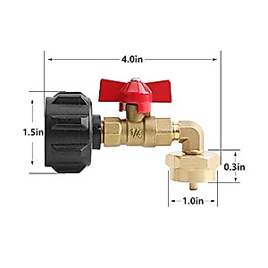 Flameweld Propane Refill Elbow Adapter - Fits QCC1/Type1 Gas Cylinder Tank Coupler, 90 Degrees Propane Refill Pressure Adapter with ON-Off Control Valve, Solid Brass