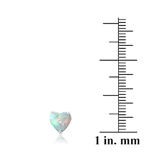 Sterling Silver Created White Opal Heart Stud Earrings, 7mm
