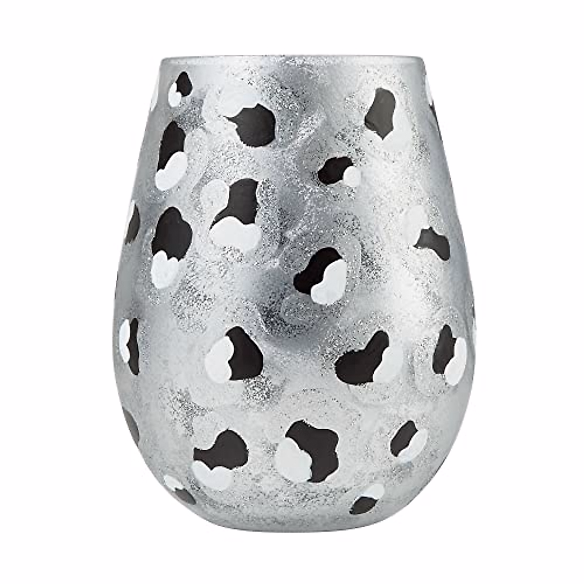 Enesco Designs by Lolita Snow Leopard Hand-Painted Artisan Stemless Wine Glass, 20 Ounce, Multicolor