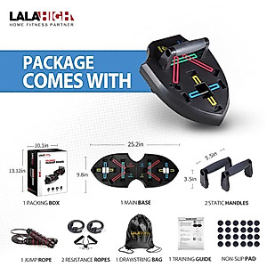 LALAHIGH Portable Home Gym System for Men and Women: Push Up Board, Different Fitness Accessories with Resistance Bands dynamic handles and nonslip pads-Professional Strength Training Exercise