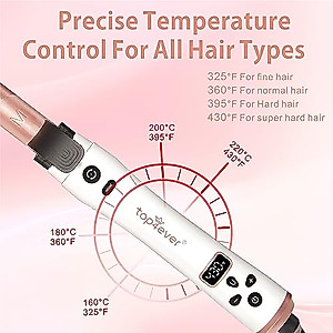3 in 1 Auto Rotating Curling Iron - TOP4EVER Automatic Hair Curler with Interchangeable Curling Wand (0.75", 1", 1.25"), Adjustable Temp, Instant Heat Hair Styling Hot Tools for All Hair Types