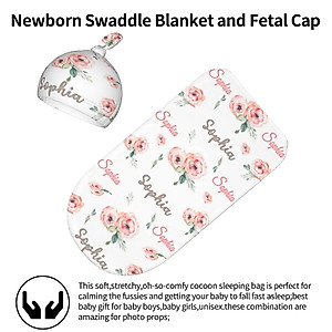 WTCWY Custom Baby Blankets for Girls Personalized Baby Swaddle with Hat for Baby Girl Boy with Name Personalized Custom Baby Blankets Personalized Baby Item Personalized Baby Girl Gifts