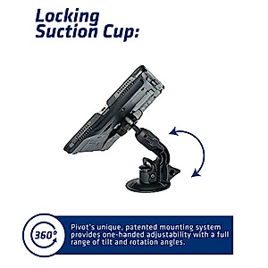 PIVOT Single Suction Cup Mount - Curved Arm - Supports Multi-Angle Display and Viewing - for Professional Pilots, General Aviation