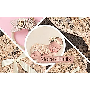 Terriboo Newborn Photo Shooting Prop Baby Girl Romper Infant Photography Outfit with Matching Flower Headband (Pink)
